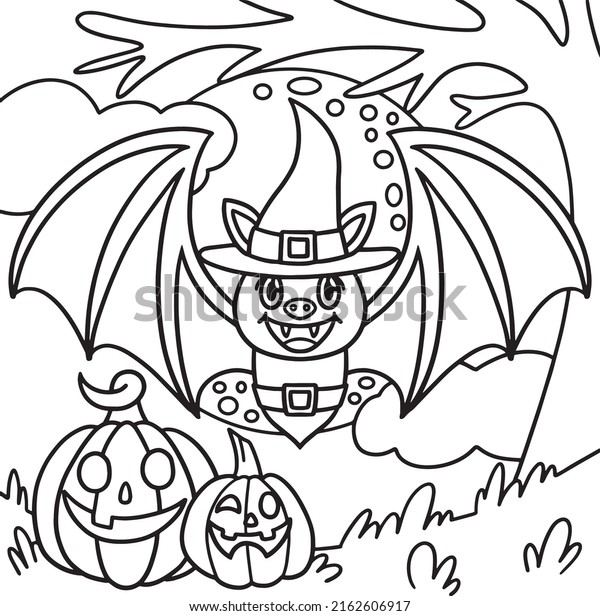 Vampire Bat Halloween Coloring Page Kids 库存矢量图（免版税）2162606917 ...