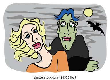 Vampire Bites Womans Neck Stock Vector (Royalty Free) 163733069 ...
