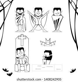 Vampire Character Outline Vector Set: vetor stock (livre de direitos ...