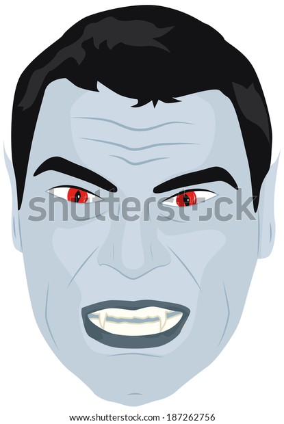 Vampire Face Red Eyes Evil Grin: vector de stock (libre de regalías ...