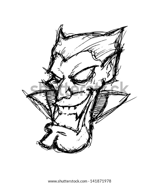 Vampire Head Doodle Isolated On White Stock Vector (Royalty Free ...