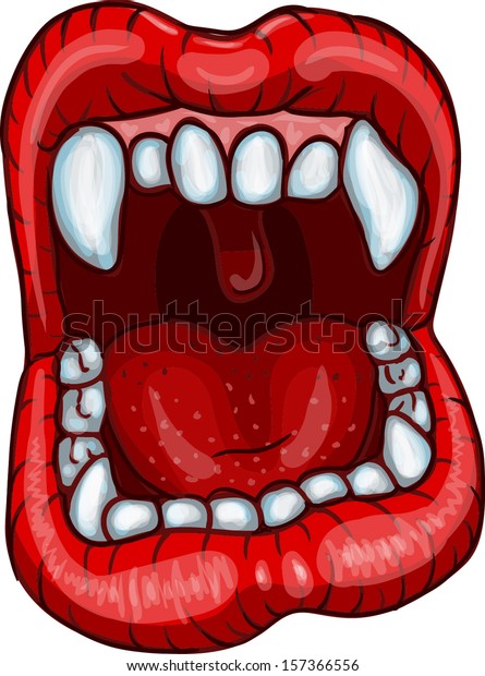 Vampire Lips Fangs Haloween Vector Illustration Stock Vector (Royalty ...
