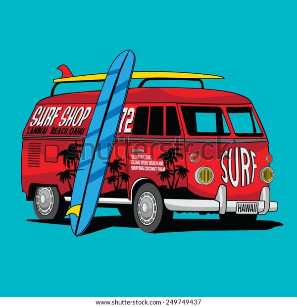 Van Surf Illustration Tshirt Graphics Vectors Stock Vector (Royalty ...
