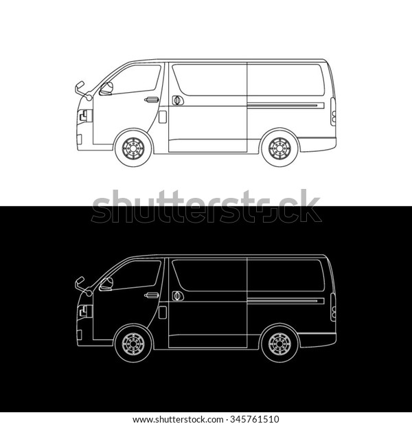 Van Vector Outline Illustration: vector de stock (libre de regalías ...