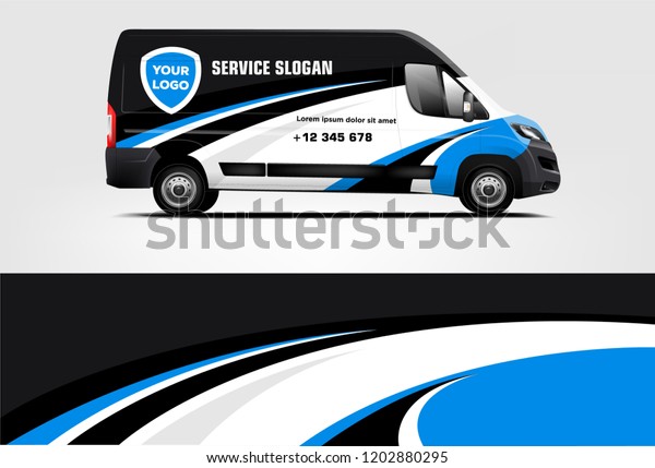 Design de envoltório de van. Design de envoltório, adesivo e decalque ...