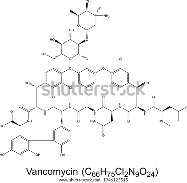 Vancomycin Glycopeptide Antibiotic Medication Molecule Chemical Stock ...