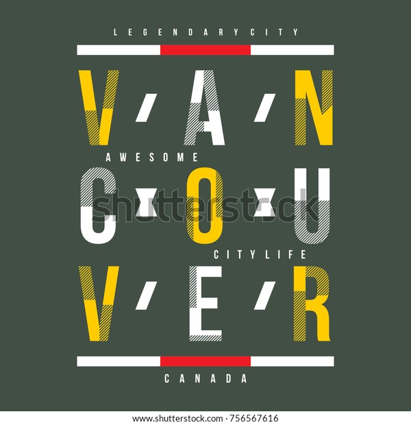 Vancouver Typography Vintage Tee Graphic Vector Stock Vector (Royalty ...