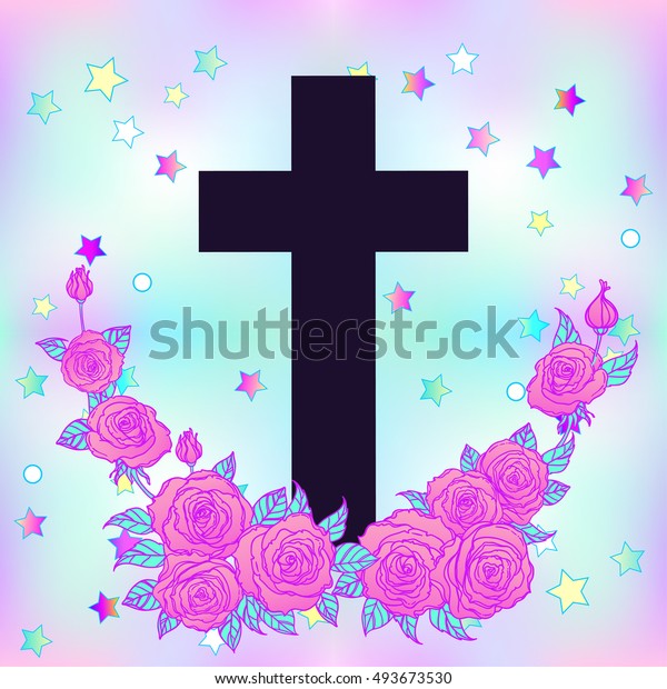 Vanilla Cross Glamour Halloween Background Neon Stock Vector (Royalty ...