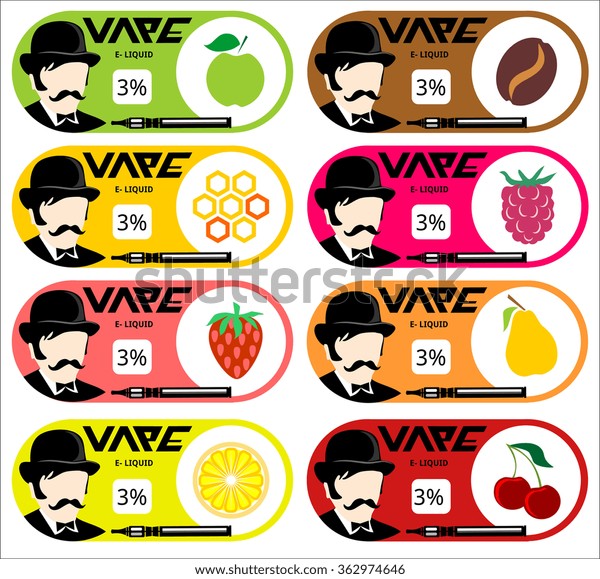 Vape Eliquid Juice Label Liquid Sticker 库存矢量图（免版税）362974646