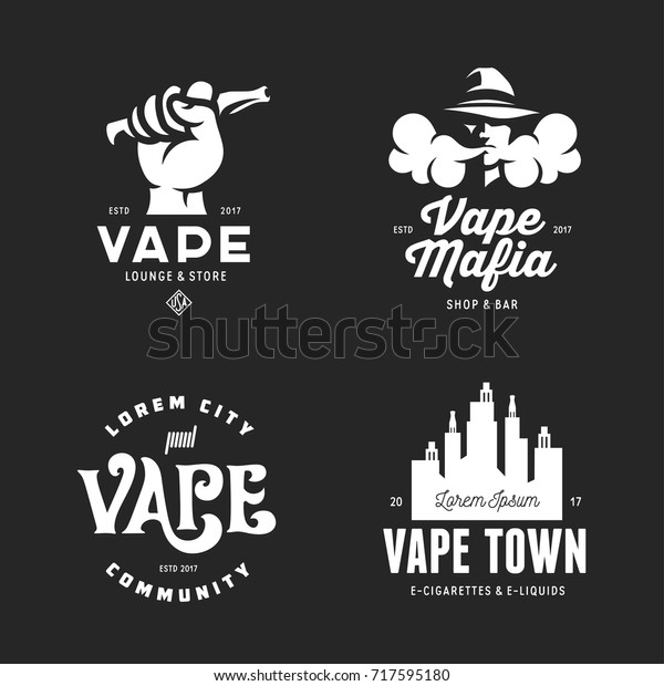 Vape Shop Labels Emblems Badges Set Stock Vector (Royalty Free ...