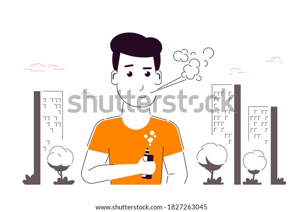Vaping Activity Concept Caucasian Male Character Stock Vector (Royalty ...