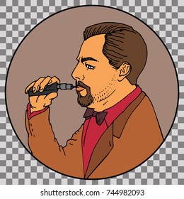 Vaping Gentleman Electronic Cigarette Hand Drawn Stock Vector (Royalty ...
