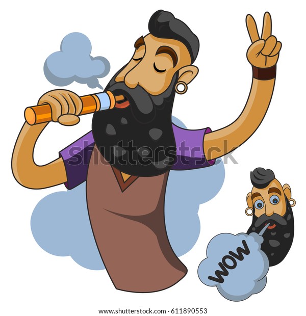 Vapor Man Man Vape Cloud Stock Vector (Royalty Free) 611890553