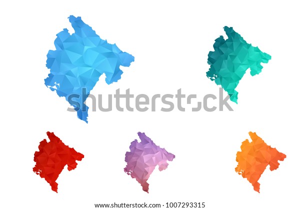 Variety Color Polygon Map On White Stock Vector (Royalty Free ...