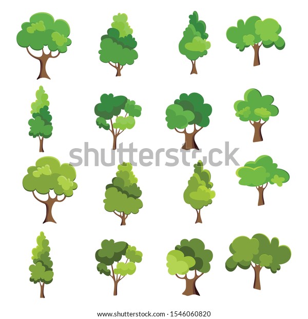 Variety Hand Drawn Deciduous Trees Illustration Stock Vector (Royalty ...