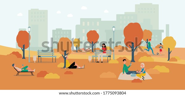 Various Activities Cartoon Characters People City Stock Vector (Royalty ...
