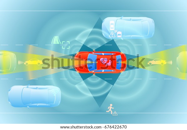 Various Automotive Sensing System Autonomous Car Stock Vector (Royalty ...