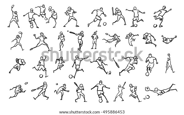 Various Ball Game Motion Sketch Studies 스톡 벡터(로열티 프리) 495886453 ...