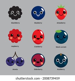 Various Berry Character Design Set Stock Vector (Royalty Free ...