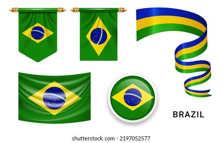 Various Brazil Flags Set Isolated On Stock Vector (Royalty Free ...