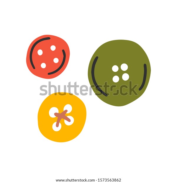 Various Buttons Doodle Hand Drawn Illustration Stock Vector (Royalty ...