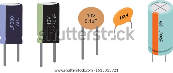 VARIOUS CAPACITOR TOP VIEW ILLUSTRATION