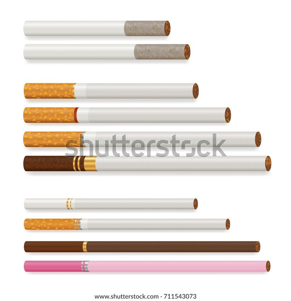 Various Cigarettes Different Size Color Realistic 스톡 벡터(로열티 프리 ...