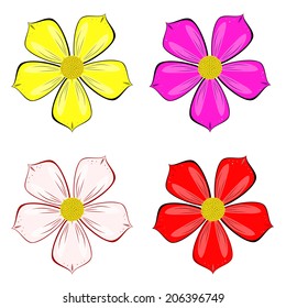 Various Color Flower Vector Stock Vector (Royalty Free) 206396749 ...