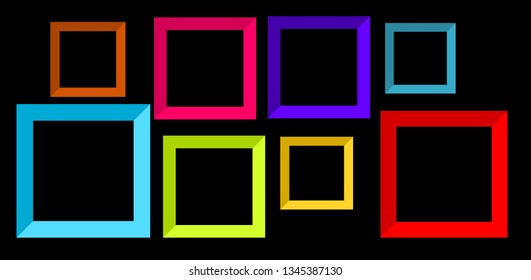 Various Color Photo Frames On Black Stock Vector (Royalty Free ...