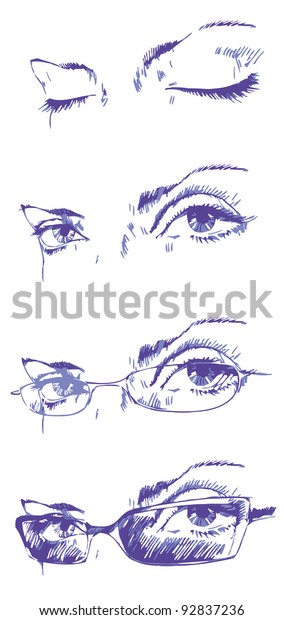 Various Combinations Eyes Glasses Stock Vector (Royalty Free) 92837236 ...