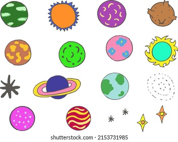 Various Comical Stars On Planet Stock Vector (Royalty Free) 2153731985 ...