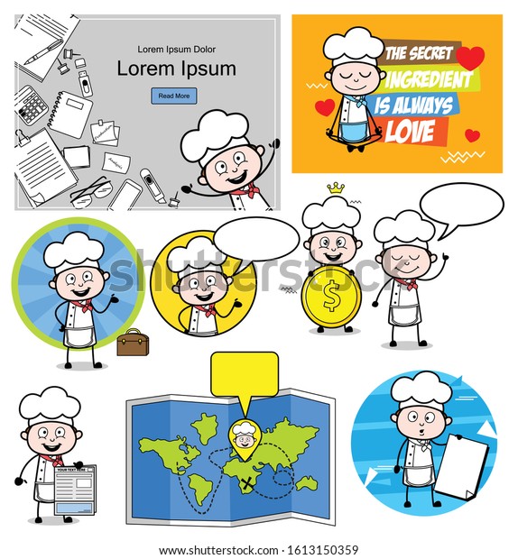 Various Concepts Cartoon Chef Collection Comic: vector de stock (libre ...