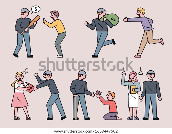Various Crimes Society Flat Design Style Stock Vector (Royalty Free ...