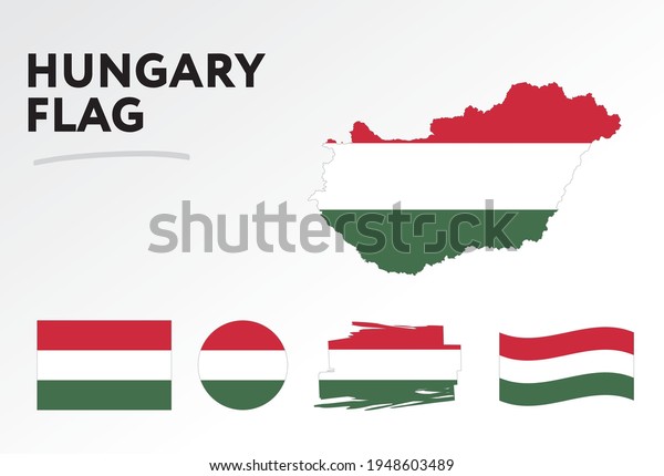 Various Designs Hungary Flag Map World Stock Vector (Royalty Free ...