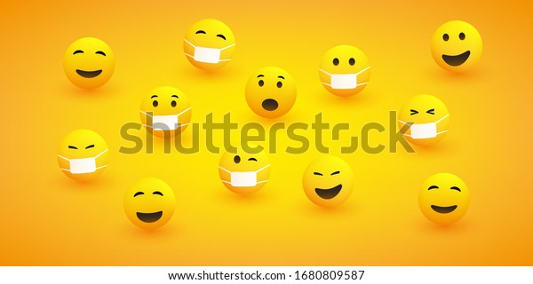 Various Emoticons Different Facial Expressions Reactions Stock Vector ...