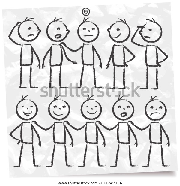 Various Emotions Hand Drawn Persons Stock Vector (Royalty Free ...