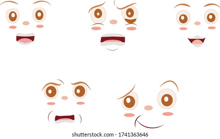 Vektor Stok Various Expressions Emotions Vector Set (Tanpa Royalti ...