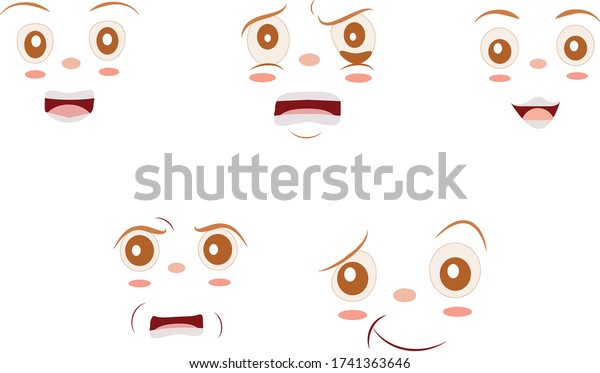 Vektor Stok Various Expressions Emotions Vector Set (Tanpa Royalti ...