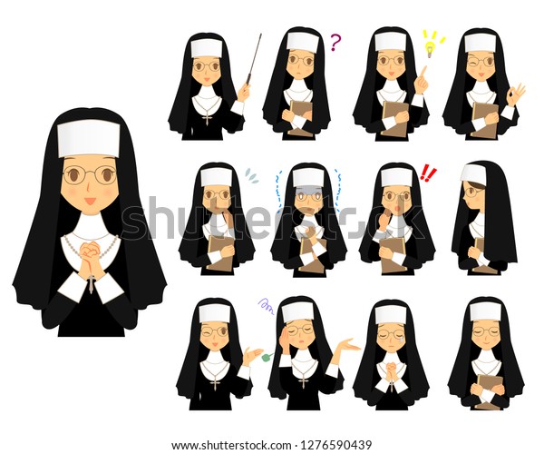 Various Facial Expression Sets Nuns 02 Stock Vector (Royalty Free ...