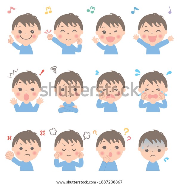 Various Facial Expressions Children Upper Body Stock Vector (Royalty ...