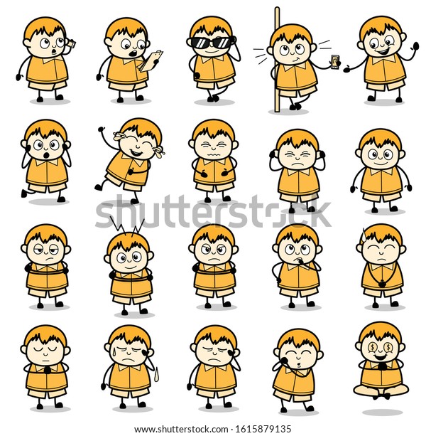 Various Fat Boy Poses Collection Different Stock Vector (Royalty Free ...