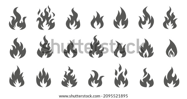 Various Fire Symbols On White Background Stock Vector (Royalty Free ...