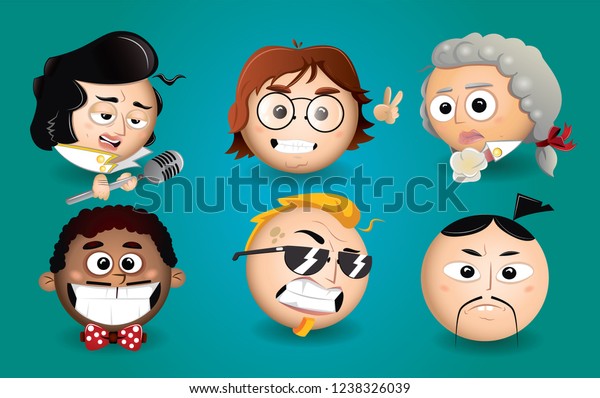Various Funny Sphere Faces Famous Ball Stock Vector (Royalty Free ...