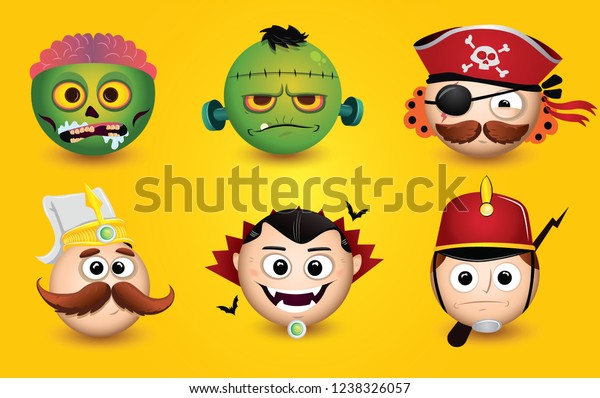 Various Funny Sphere Faces Famous Ball: vector de stock (libre de ...