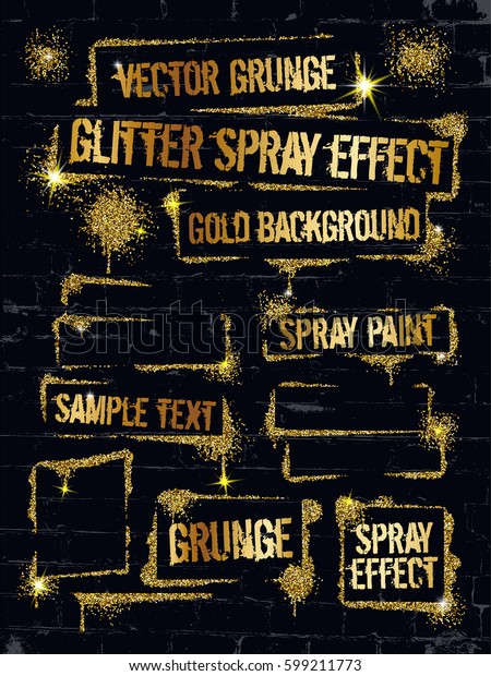 Various Gold Glitter Spray Paint Graffiti Stock Vector (Royalty Free ...