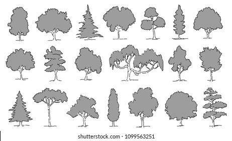 Various Gray Tree On White Background Stock Vector (Royalty Free ...