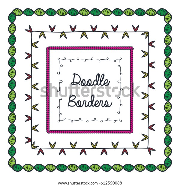 Various Hand Drawn Doodle Border Frames Stock Vector (Royalty Free ...