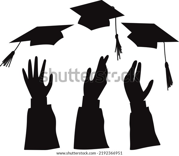 Various Hands Students Toss Hats Vector Stock Vector (Royalty Free ...