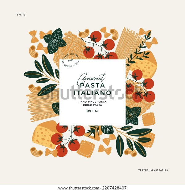 Various Italian Pasta Design Template Spaghetti Stock Vector (Royalty ...