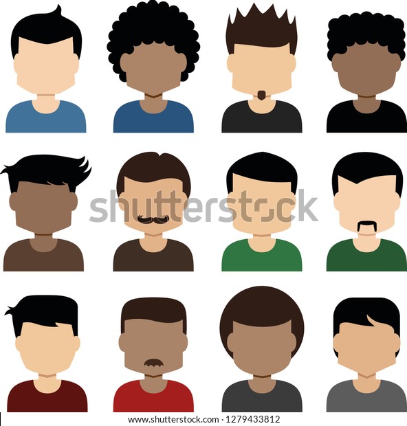 Various Male Faces Flat Design Male Stock Vector (Royalty Free ...